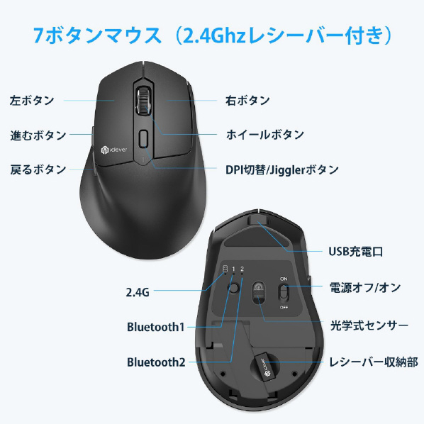 iClever E03-0131N-10 ワイヤレスマウス MD360 |エディオン公式通販